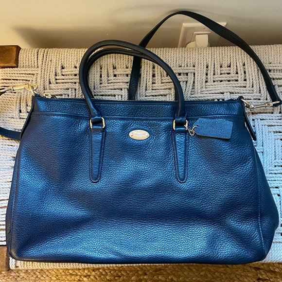 Coach | Bags | Coach Navy Blue Carryall Convertible Crossbody Leather ...